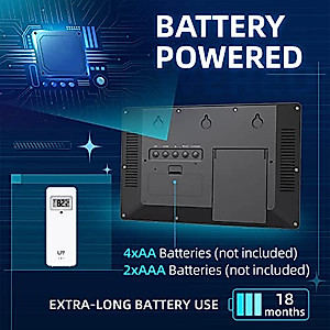 LFF Atomic Clock 4.5" Numbers, Atomic Wall Clock with Indoor & Outdoor Temperature，Never Needs Setting, Battery Operated, Date, Time, Wireless Outdoor Sensor, Jumbo Display Easy to Read