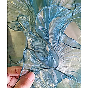 400 Inches Organza Ruffled Fabric Ruffle Lace Border Lace Fabric for Crafts and Cake Decoration, 11 Yards (Gradient Yellow Blue)