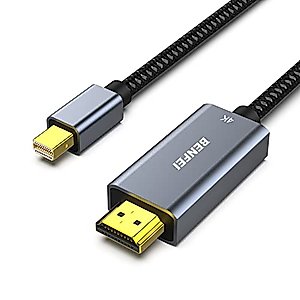 BENFEI Mini DisplayPort to HDMI Cable, 4K Mini DP to HDMI 6 Feet Cable (Thunderbolt Compatible) with MacBook Air/Pro, Surface Pro/Dock, Monitor, Projector - Grey
