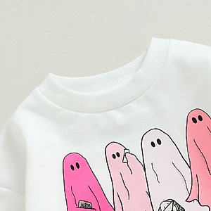 Karuedoo Halloween Baby Boy Girl Clothes Pumpkin Romper Sweatshirt Romper Crewneck Oversized Long Sleeve Bodysuit Outfit (On Wednesdays We Wear Pink, 0-3 Months)