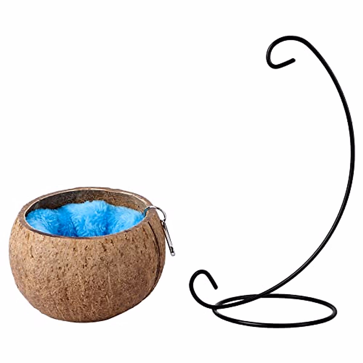 TEHAUX Natural Coconut Shell Bird Nest House Bed with Warm Pad for Parrot Parakeet Hamster Rat Mice Chinchilla Cage Toy Nesting Box