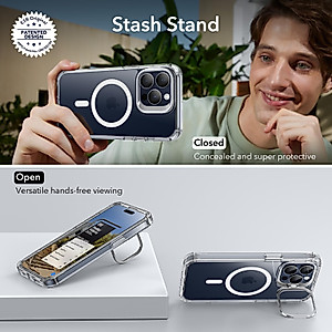 ESR for iPhone 15 Pro Max Case, Full-Body Shockproof MagSafe Case, Exceeds Military-Grade Protection, Magnetic Phone Case for iPhone 15 Pro Max, 2-Part Tough Case with Stand, Armor Series, Clear