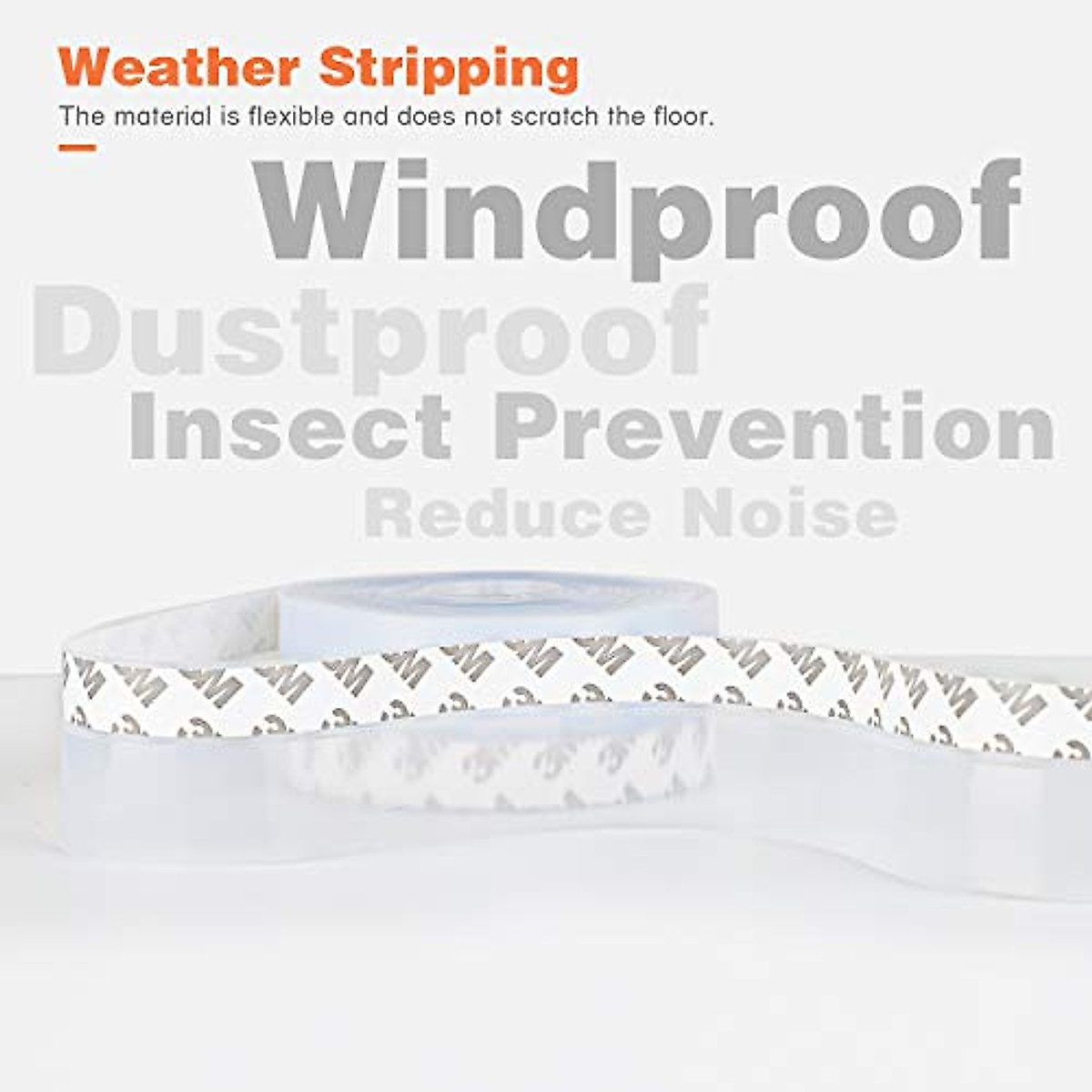 26 Feet Silicone Seal Strip,Door Weather Stripping Door Seal Strip Window Seal Silicone Sealing Tape for Door Draft Stopper Adhesive Tape for Doors Windows and Shower Glass Gaps (Transparent, 35MM)