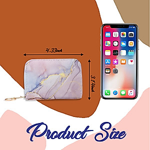 Coaott Credit Card Holder,Stay Safe and Stylish with Our RFID-Blocking Slim Wallet for Women.Keep Your Belongings Safe and Organized（Pink Marble）