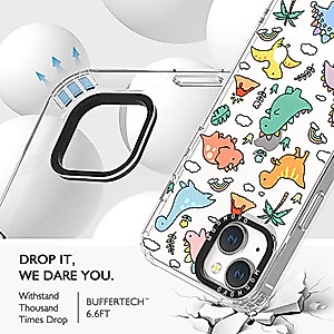 MOSNOVO Compatible with iPhone 14 Case, [Buffertech 6.6 ft Drop Impact] [Anti Peel Off Tech] Clear TPU Bumper Phone Case Cover with Cute Joyful Dinosaur Designed for iPhone 14 6.1"