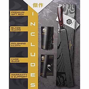 KESSAKU Carving Knife - 12 inch - Samurai Series - Razor Sharp - Granton Edge - Forged 7Cr17MoV High Carbon Stainless Steel - Wood Handle with Blade Guard