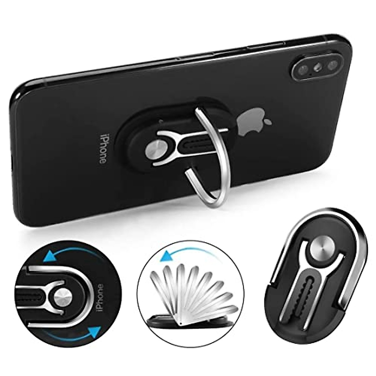 BoxWave Car Mount Compatible with Oppo Reno 7 Z - Mobile HandGrip Car Mount, Finger Grip Mobile Car Mount Stand for Oppo Reno 7 Z - Metallic Silver