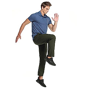 MIER Men's Stretch Hiking Pants Elastic Waist Lightweight Travel Jogger Trousers, Water Resistant, Quick Dry, Army Green, XXL