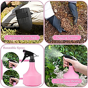 HLWDFLZ Garden Tool Set - 13 Pieces Heavy Duty Aluminum Gardening Tools, Gardening Gifts for Women, with Storage Box Pruning Shears Gardening Knee Pads Succulent Tools, Pink