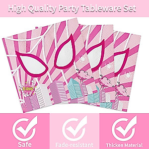 AURORAPARTY 120pcs Super Girl Hero Birthday Party Supplies Spider Pink Ghost Gwen Birthday Plates Napkins Cups Paper Disposable Banner Tablecloth Birthday Tableware Decorations Severs 24 Guests