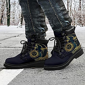 Women Ankle Boots Autumn and Winter Fashion Print Pattern Comfortable Round Toe Square Heel Lugs Woman