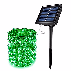 Outdoor String Lights Solar String Lights Garland Christmas Decorative 8 Modes Fairy Lights Copper Wire Lights for Outdoor Wedding Homes Party Garden ( Emitting Color : Green , Wattage : 100LED )