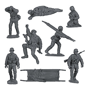 BMC CTS WW2 German Assault & Medics Plastic Army Men - 24pc Gray Soldier Figures