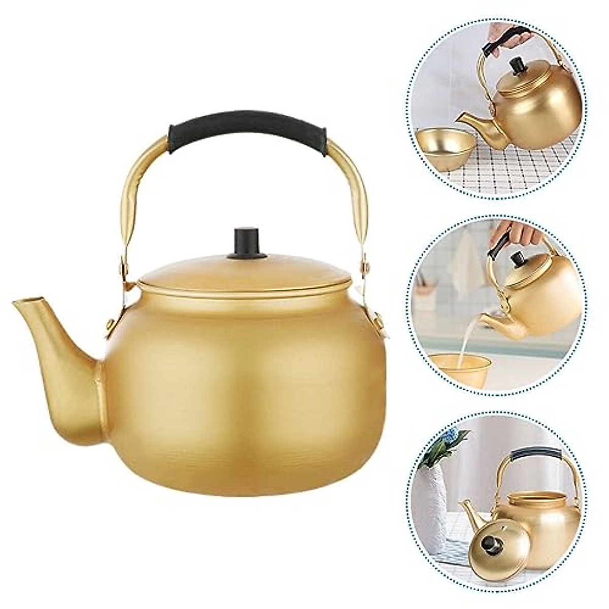 Happyyami Tea Kettle Stovetop Metal Teapot Household Water Kettle Teapot For Stovetop Teakettle Water Boiling Kettle Water Heating Pot Anti-scalding Handle Water Heating Pot
