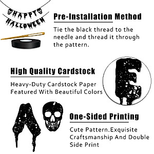 Happy Halloween Banner, 2Pack Halloween Bunting Banner Garland with Spider Pumpkin Sign for Halloween Party Decorations, Halloween Decor for Mantle Fireplace Wall Party Supplies