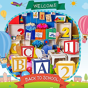 6 Pieces ABC and 123 Balloon Box Back to School Party Decoration 12 X 12 Inch ABC Alphabet Block Boxes Party Favor Balloon Inspire Story Birthday Party Decor for School Celebration Baby Shower