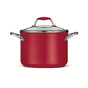 Tramontina Deluxe Covered Stock Pot, Ceramic 6-Quart, Metallic Red, 80110/065DS