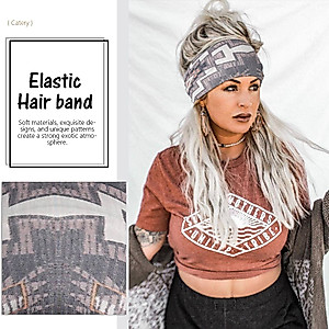 Catery Boho Headbands Stretch Head Bands Wide Turban Headwraps Yoga Headband Fashion Hair Bands for women and Girls Pack of 3 (C Vintage)