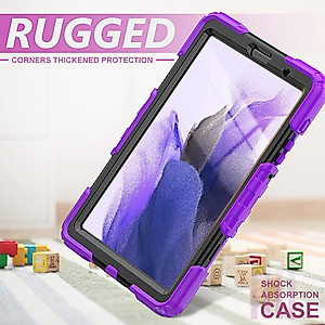 CLARKCAS Case for Samsung Galaxy Tab A7 Lite Case 8.7 inch 2021(SM-T220/T225/T227) with Screen Protector Pencil Holder Kids Shockproof Silicone Cover 360 Stand Hand Strap for Galaxy A7 lite,Purple