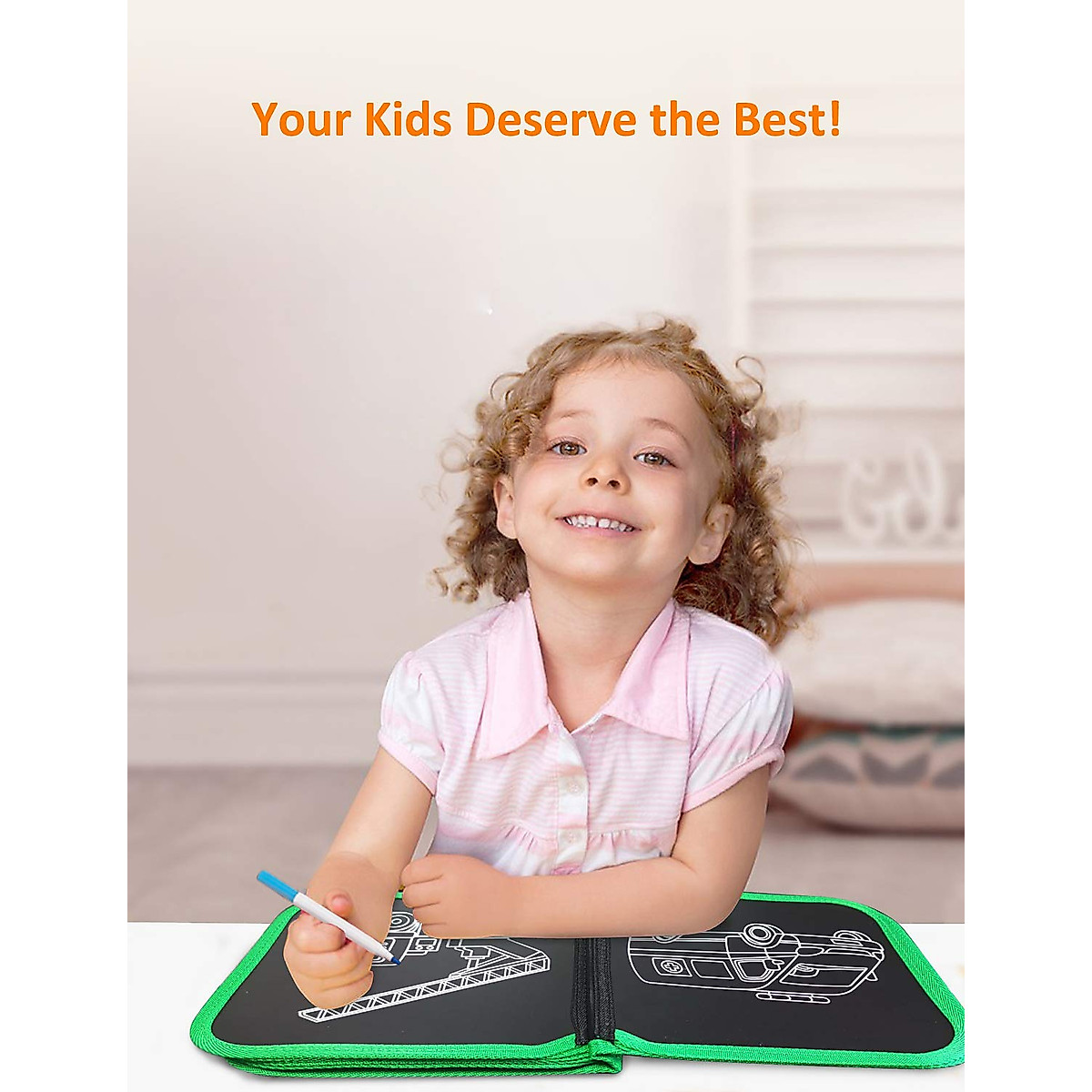 CALMSEN Portable Kids Drawing Pad, Erasable Toddler Art Supplies with 12 Colored Erasable Pens, Kids Art Supplies, Crafts Kits for Kids, Birthday Gift for Girls Boys Ages 3, 4, 5, 6, 7, 8-8.5"x8.3"