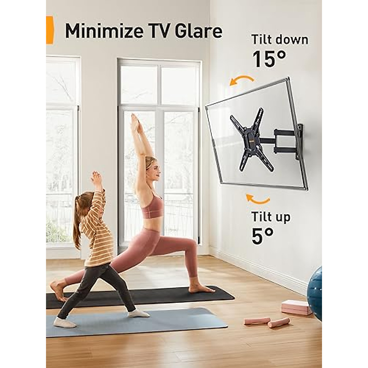 Perlegear UL Listed Full Motion TV Mount for Most 26–60 inch Flat or Curved TVs up to 82 lbs, Wall Mount TV Bracket with Articulating Arms, Tool-Free Tilt, Swivel, Extension, Max VESA 400x400mm, PGMF3