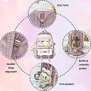 Cute Backpack Kawaii High School Students Junior High School Students Primary School Backpack Schoolbag for Girls (Black)