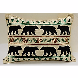 BALSAM FIR PILLOW 5"x7" EMBROIDERED BLACK BEARS Parade