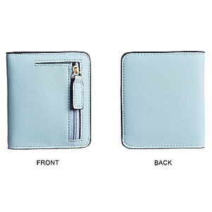 Gostwo Small Wallet for Women, Slim RFID Blocking Wallet, Credit Card Holder Wallet, Compact Bifold Luxury Genuine Leather Pocket Passport Wallet Ladies Girls Mini Purse Travel with ID Window, Blue