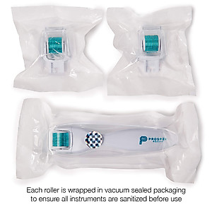 Derma Roller Microneedle 6 Piece Kit [DERMAROLL by Prosper Beauty] Face Roller with 4 Replaceable Heads Exfoliation Microdermabrasion Micro Derma Skin Care Tool Dermaplaning Microneedling