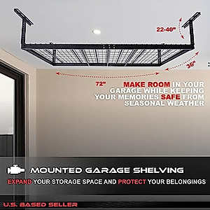 ABN Garage Shelving Ceiling Mounted Storage Racks - 3x6ft Ceiling Garage Storage System for Totes Decorations and More