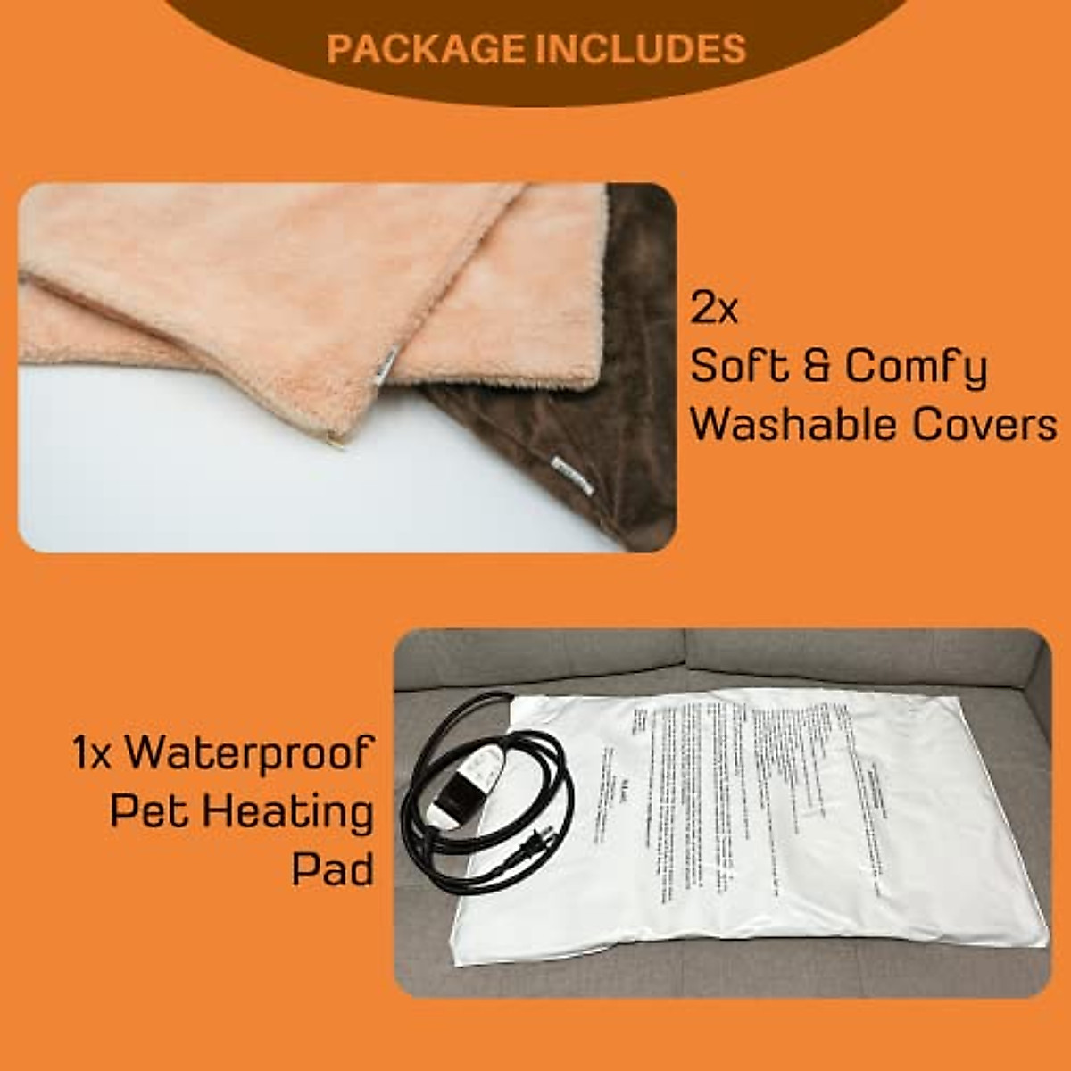 Petoont Pet Heating Pads for Cats and Dogs - 12 Adjustable Temperature with 1 to 12 Hours Timer - Our Heated Pet Mat Comes with 2 Washable Covers - Ideal Dog Warming Pad for Indoor Pet Beds