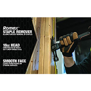 Southwire Bmeh-18 Heavy Duty Romex Electrician's Hammer; Romex Staple Remover; Tether Hole For Safety; 18 oz Head with Smooth Face; Heavy Duty Drop Forged Steel -65116740