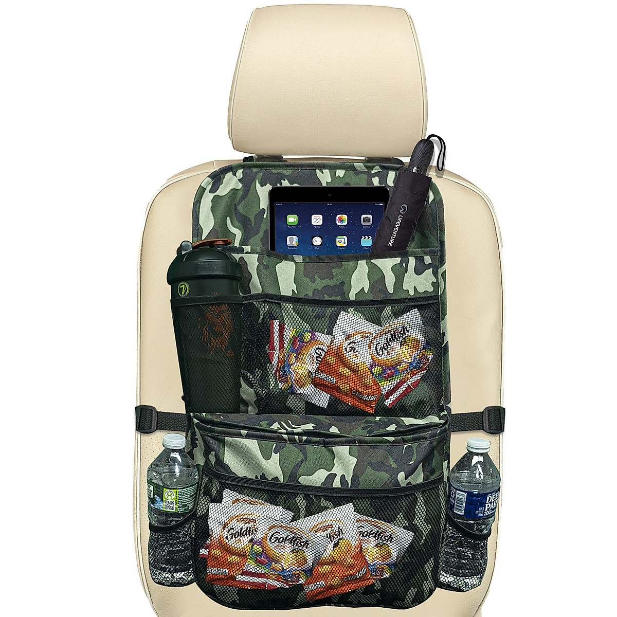 FH Group Multi-Pocket Camo Print Seat Back Organizer with Cooler - Backseat Organizer for Kids-Universal