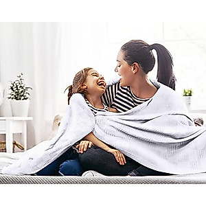 Utopia Bedding 100% Cotton Blanket (Queen Size - 90x90 Inches) 350GSM Lightweight Thermal Blanket, Soft Breathable Blanket for All Seasons (White)