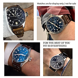 CRFYJ 20mm 21mm 22mm Rivet Calfskin Leather Watch Band Fit for IWC Watch Big Pilot IW5009 Spitfire IW3777 Le Petit Prince Mark Strap (Color : Black White 1, Size : 21mm)