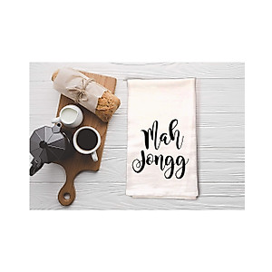 mah jongg - Dish Towel Kitchen Tea Towel Funny Saying Humorous Flour Sack Towels Great Housewarming Gift 28 inch by 28 inch, 100% Cotton, Multi-Purpose Towel
