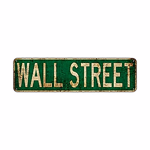 Wall Street Street Sign City Country Road Wall Gift Street Sign Tin Sign 4x16 inches