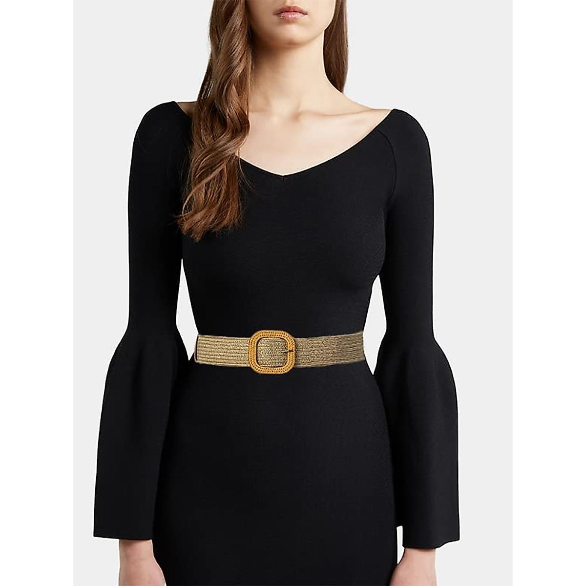 CaySep 2PC Women's Elastic Belt Vintage Dress Belt Elastic Waist Cinch Belt(S-M)