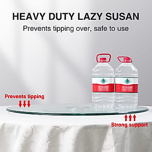 30" Glass Lazy Susan Turntable Dining Table Centerpiece Large Tabletop Rotating Tray Clear Serving Plate Round