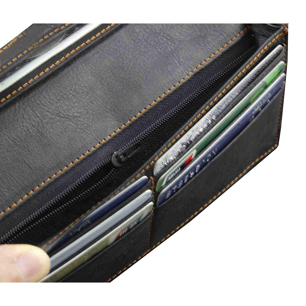 Biker Rock Star Concho Mens Card Money Long Black Real Leahter Wallet With Chain