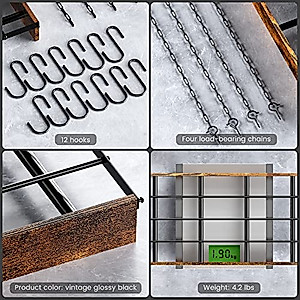 MAWEW Pot Rack Hanging,pot hanger,Hanging Pot Rack Ceiling Mount,Vintage Pot Hangers for Kitchen Ceiling,The Terfect Combination of Iron and Wood Pot Hanger,Measures 24 x 13 x 2.4 Inches.