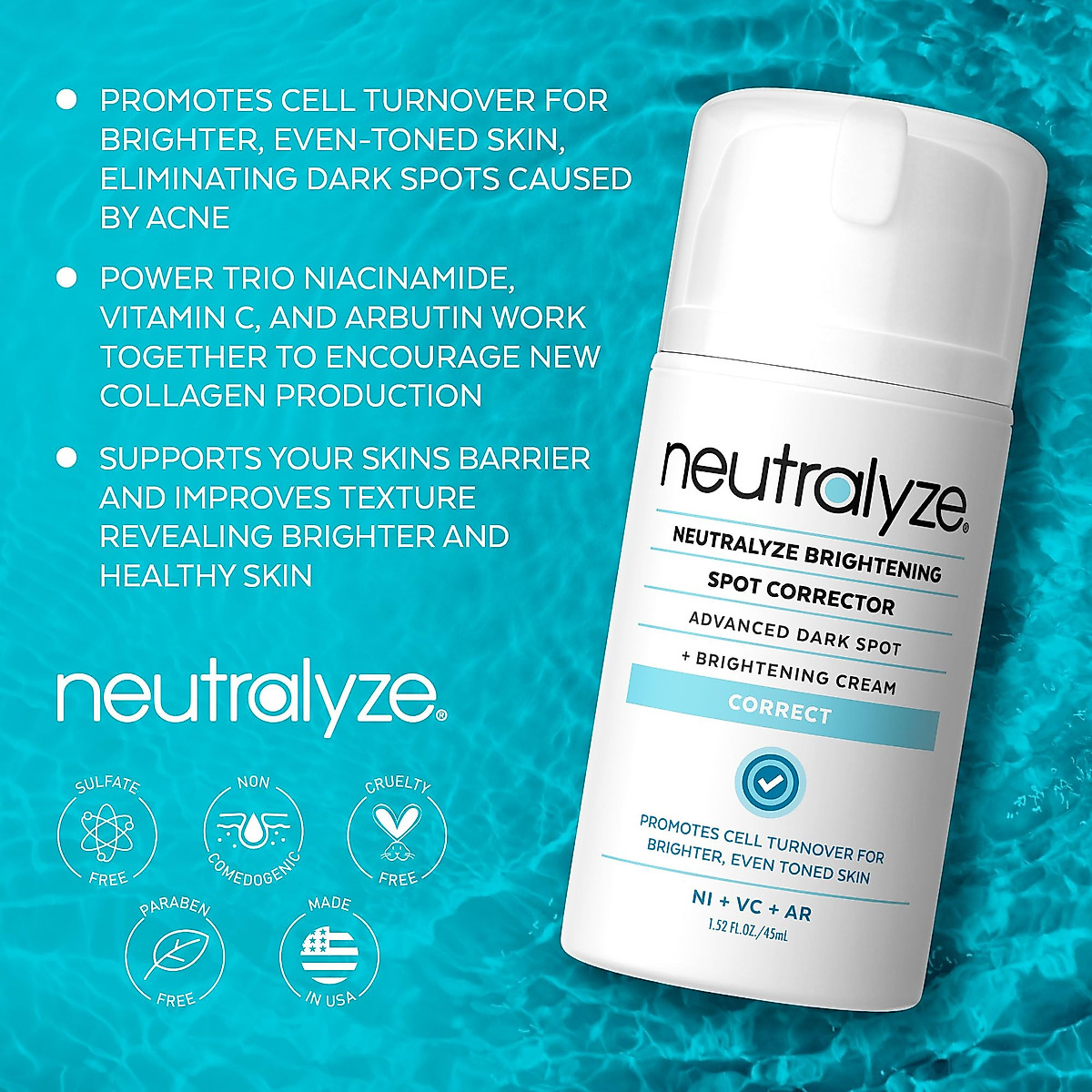 Brightening Dark Spot Corrector for Face - Maximum Strength Acne Dark Spot Remover, Brightening Serum & Fade Cream - Melasma Treatment for Face with Vitamin C, Niacinamide & Arbutin (90+ Day)