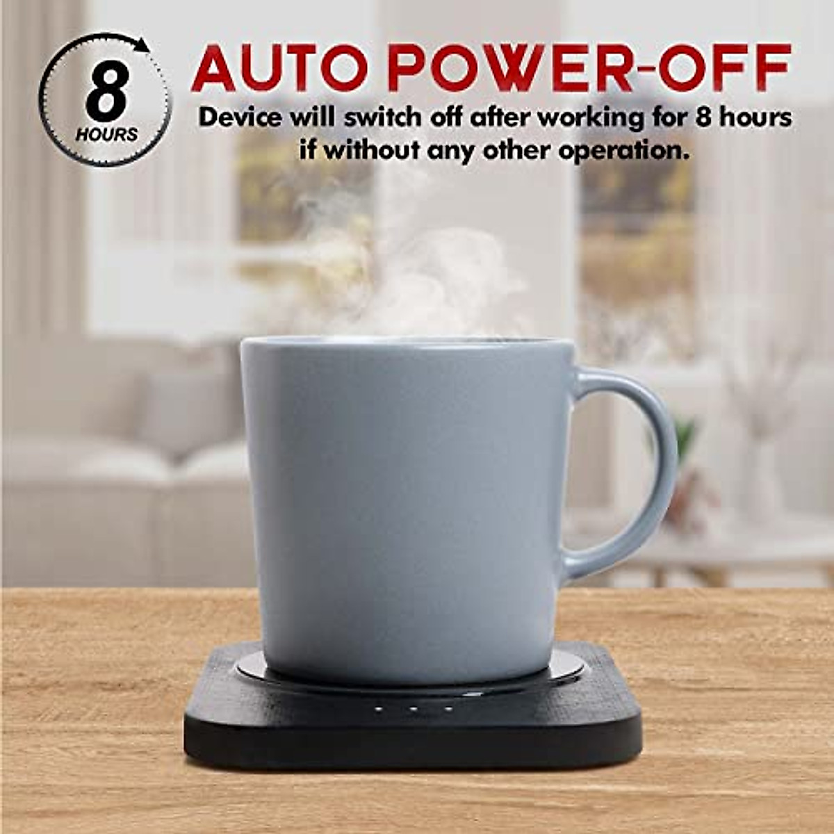 TickoLife BeverageWarmer,Coffer Warmer with 3 Temperature Settings, Portable,USB Charge,for Travel/Office Desks/Home,Black