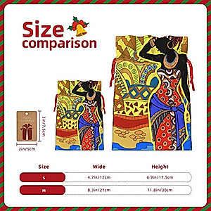 Drawstrings Christmas Gift Bags Africa-Black-Woman-African Presents Wrapping Bags Xmas Gift Wrapping Sacks Pouches Medium