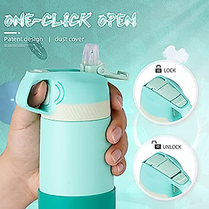 Fjbottle Kids Water Bottle, Vacuum Insulated 18/10 Stainless Steel Water Bottle with Straw,Keep Hot/Cold Leak Proof-BPA Free, 12 oz,Suitable Girls Boys for school family leisure outdoor