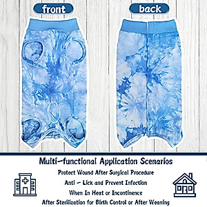 Dog Surgery Recovery Suit, Tie Dye Pet Surgical Suit for Female, Cone E-Collar Alternatives After Spay Abdominal Wounds Protector, Neuter Dog Anti-Licking Onesie for Small Medium Large Dogs, Medium