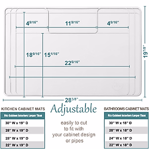 Original Under Sink Mat - Adjustable Silicone, Waterproof Vanity Mat - 28" x 19" or Smaller