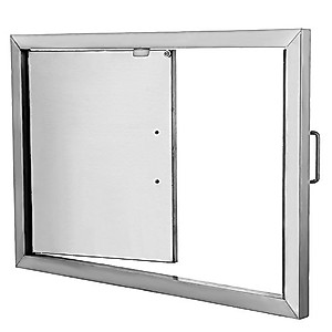 ZBPRESS 28W X 19H inch BBQ Island Double Door Flush Mount 304 Stainless Door Double Access BBQ Door Double Door