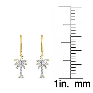 KATARINA Lever Back Diamond Palm Tree Earrings in 14K Yellow Gold (1/3 cttw, G-H, I2-I3)