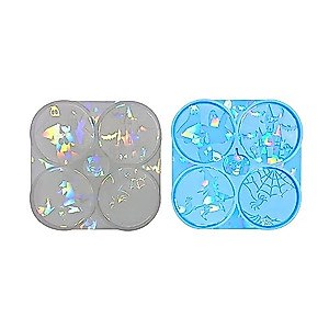 Holographic Coaster Silicone Mold Halloween Coffee Tea Tray Cup Mat Epoxy Resin Casting Mould DIY Home Decor